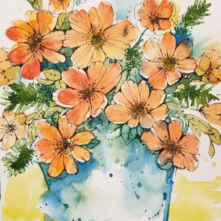 Orange Delight - Lin Pacific Art - Paintings & Prints, Flowers, Plants ...