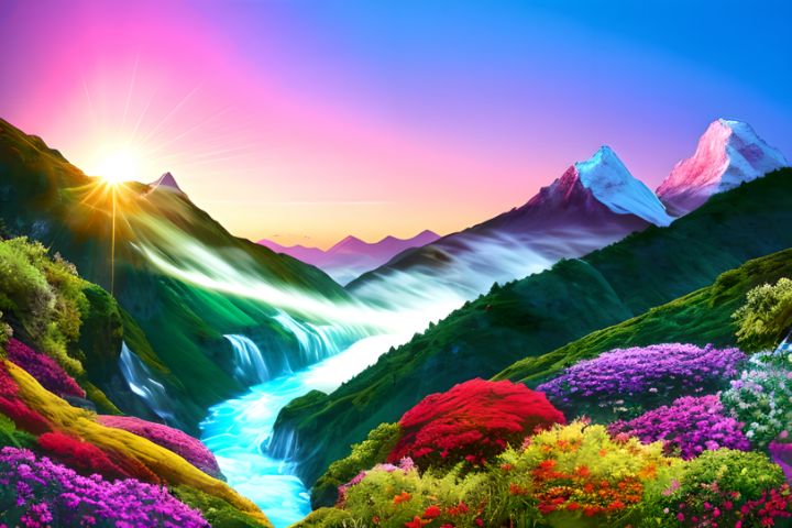 Surreal Vibrant Fantasy landscape - Windy Willows - Digital Art & AI ...