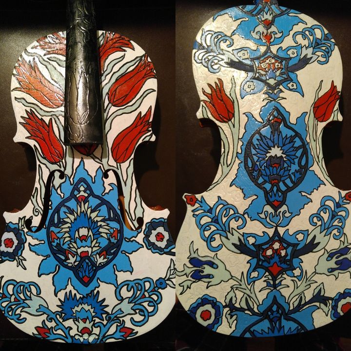 Original IZNIK painted violin - Rafael Colon skateboard art ...