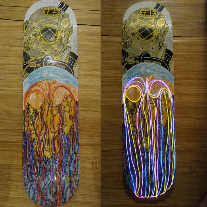 Diver and Manowar - Rafael Colon skateboard art - Paintings & Prints ...