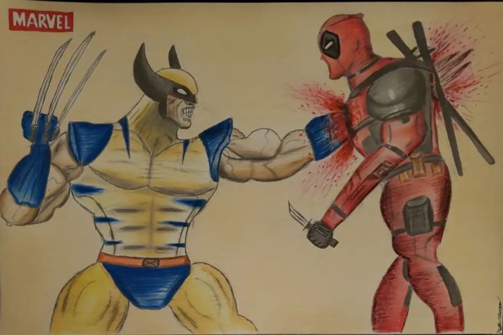 Wolverine vs. Deadpool - Matt Thompson's Art - Drawings & Illustration ...