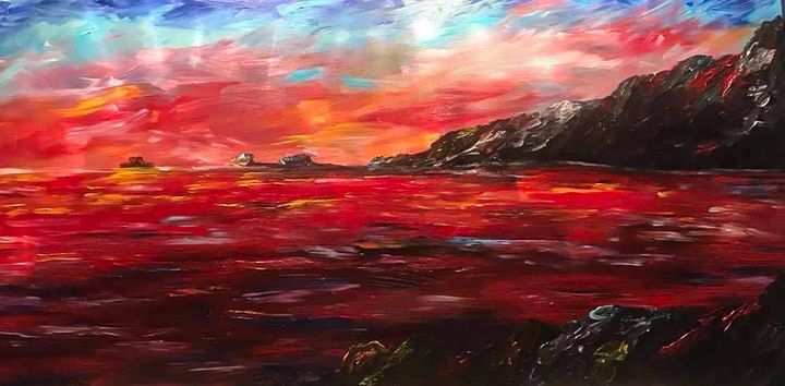 Ocean on Fire - Sisu Art - Paintings & Prints, Abstract, Landscape - ArtPal