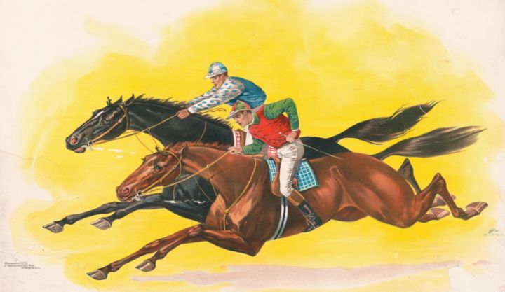 AnonymousTwo horses being ridden by - Master style - Paintings & Prints ...