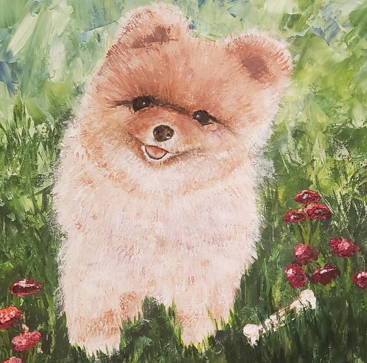 Cupcake the Pom Puppy - Living Art by Brenda - Paintings & Prints ...