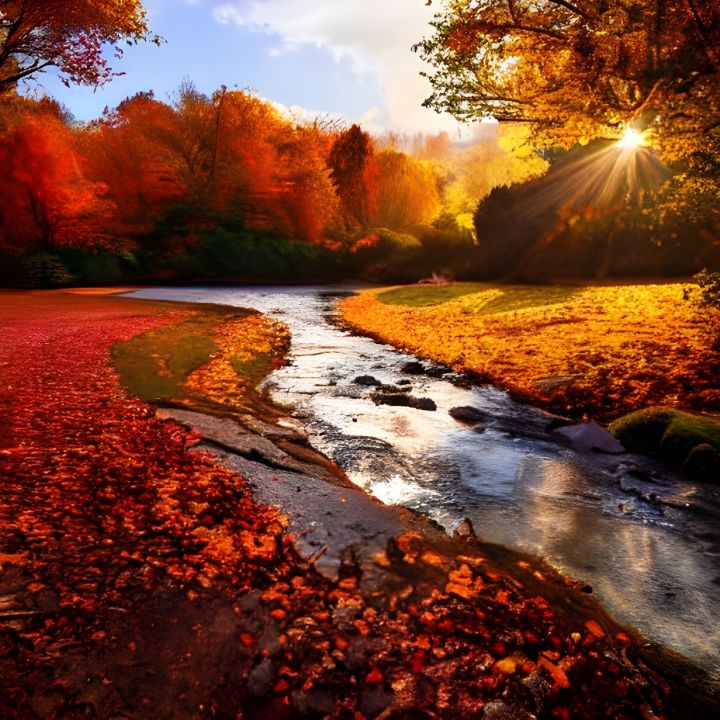 Autumn River at Sunset - Amazing Art - Digital Art, Landscapes & Nature ...