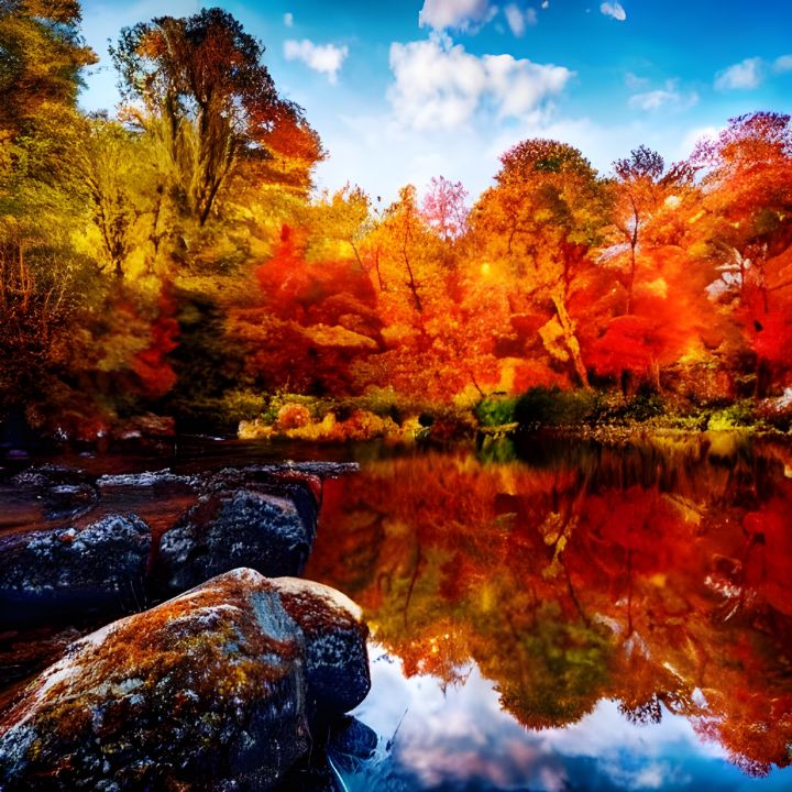 Mossy Rocks and Autumn Colors - Amazing Art - Digital Art, Landscapes ...