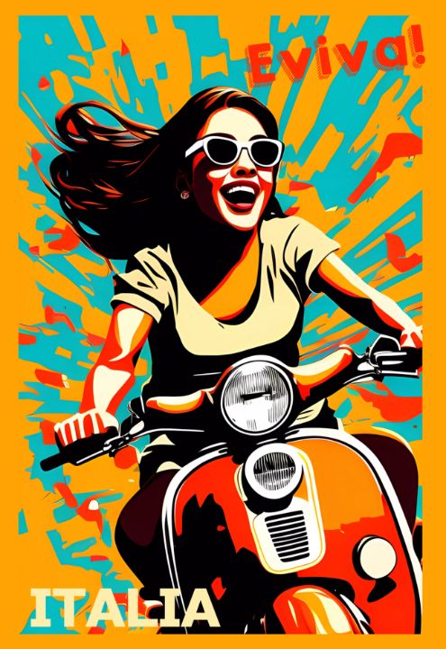 Italy Vespa Scotter Popart Girl - Renata Loves Art - Digital Art & AI ...