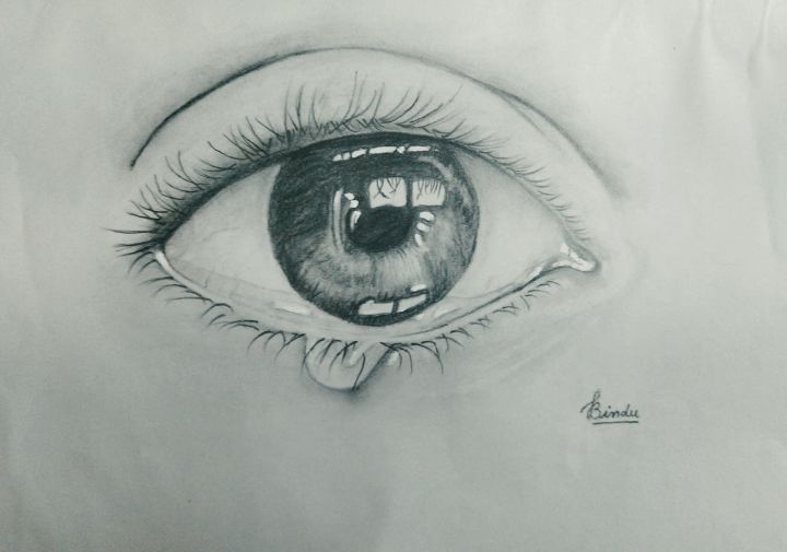 Eye with tear sketch - Artworks by ~B~ - Paintings & Prints, People ...