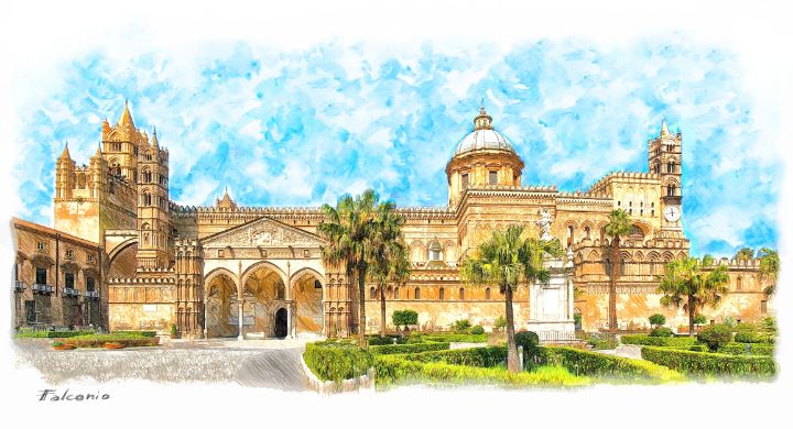Palermo Cathedral - Angelo Falconio Art - Paintings & Prints, Buildings ...