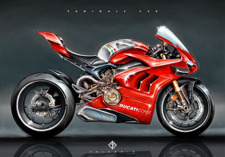 Ducati Panigale V4R (1-2-G-bw) - Angelo Falconio Art - Paintings ...