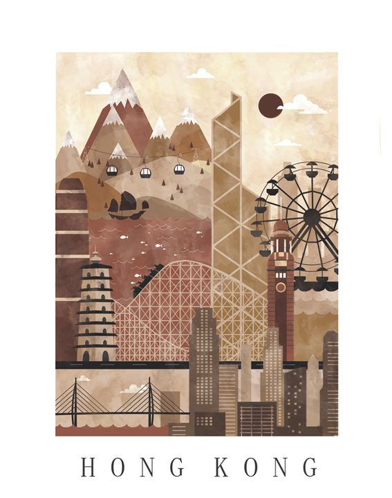 City Poster Illustrations - Digital Art & AI, Drawings & Illustration