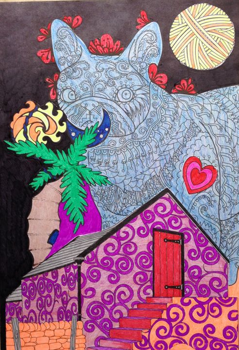 Frenchie - Christina - Paintings & Prints, Abstract, Collage - ArtPal