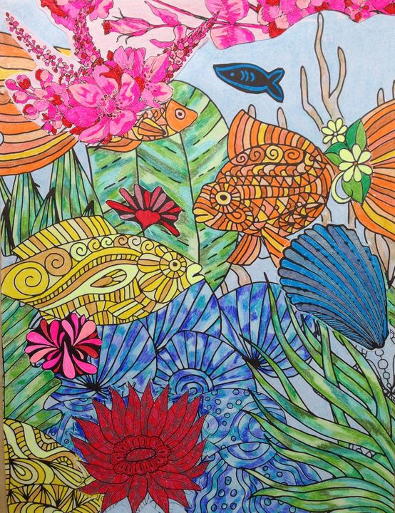 See Fish - Christina - Paintings & Prints, Abstract, Collage - ArtPal