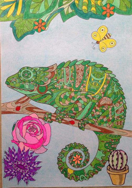 Divine Lizard - Christina - Paintings & Prints, Abstract, Collage - ArtPal