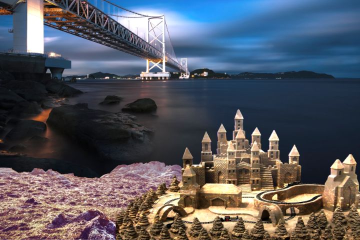 Sand Castle Under the Bridge - Art Ball - Digital Art & AI, Landscapes ...