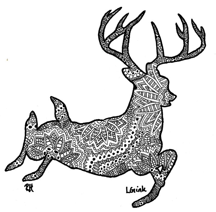deer motive zentangle - Zentangle motives - Paintings & Prints ...