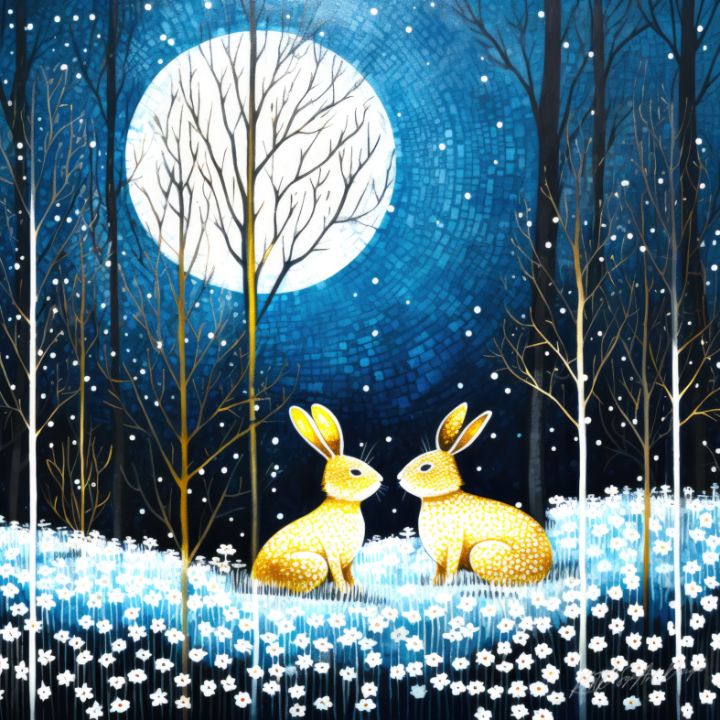 Rabbits Playing - Rabbits Habitat - SykArt Designs - Digital Art & AI ...