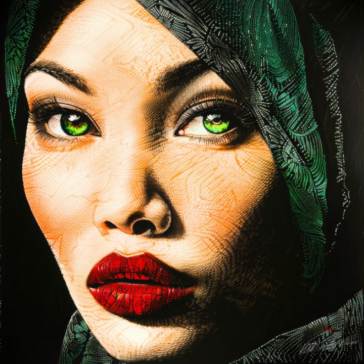 Green Eyed Lady - Ruby Lips - SykArt Designs - Digital Art, People ...