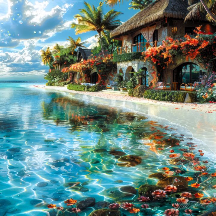 Bora Bora Beach House - Tropical - SykArt Designs - Digital Art & AI ...