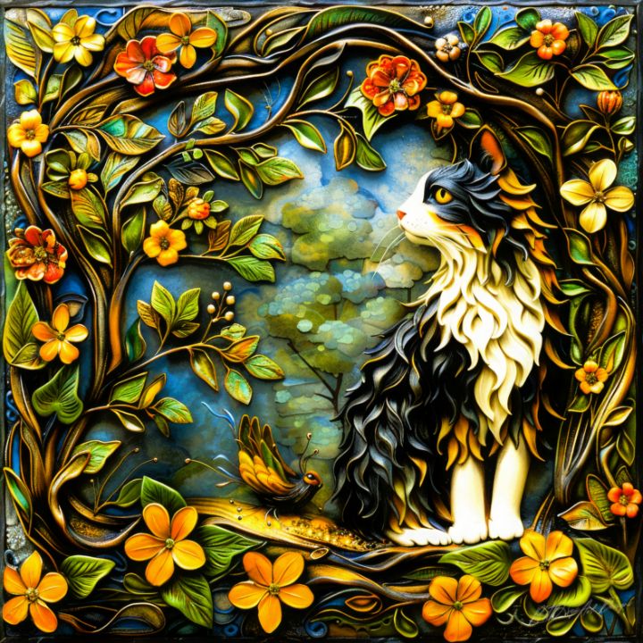 Kitty Corner - Cat In Garden - SykArt Designs - Digital Art & AI ...