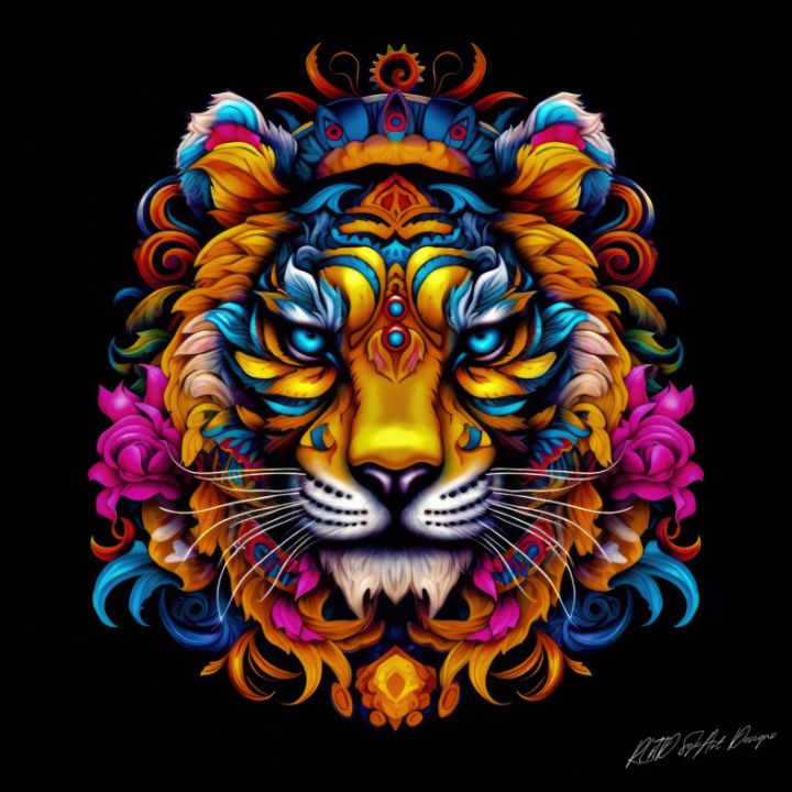 Tiger Face - Psychedelic Tiger - SykArt Designs - Digital Art & AI ...