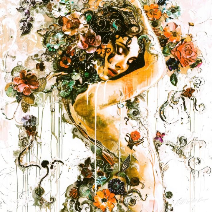 Lacey Nude With Flowers Sykart Designs Digital Art And Ai People 7699