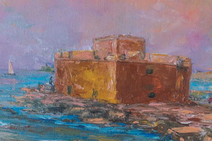 Paphos Castle at sunset. Paphos - Vasa - Paintings & Prints, Landscapes ...