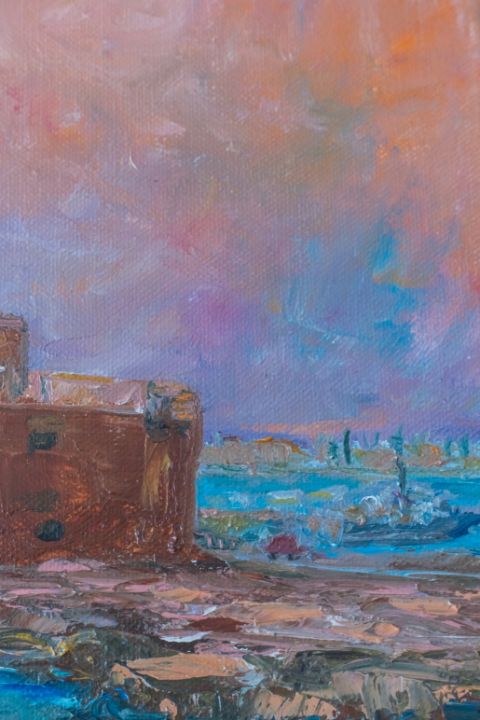 Paphos Castle at sunset. Paphos - Vasa - Paintings & Prints, Landscapes ...