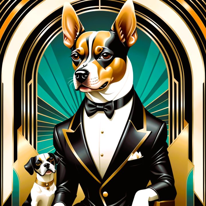 Stylish Retro Dog a Touch of Hum - Lisa Boyd - Paintings & Prints ...