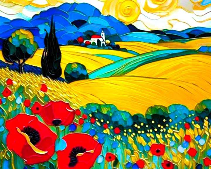 Van Gogh Colorful Poppy Print - Lisa Boyd - Paintings & Prints ...