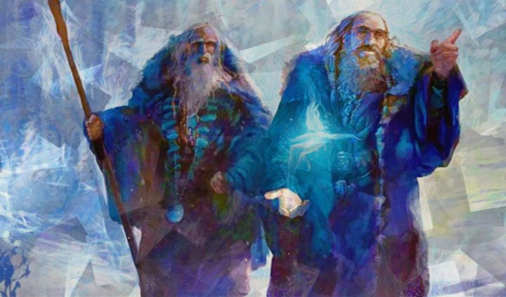 The Blue Wizards - Struss PRINTS - Paintings & Prints, Fantasy ...