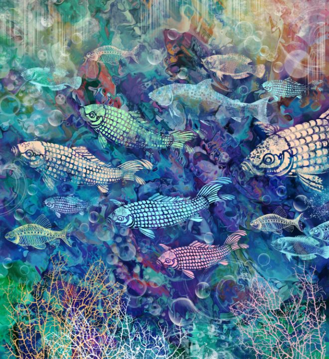Underwater Scene with array of Fish - Grace- Marie Unique Art ...