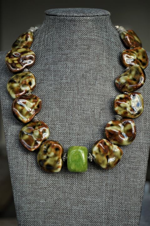 Ceramic safari green stone necklace - Manuela Moldovan - Jewelry ...