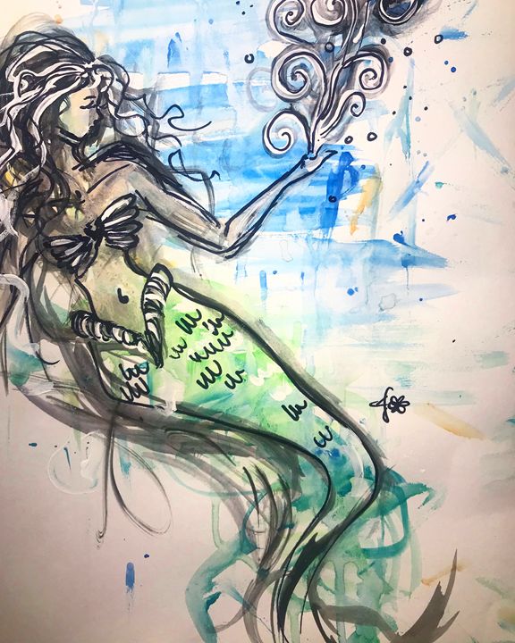 Mermaid Magik - @jackiemaemoon - Paintings & Prints, Fantasy ...