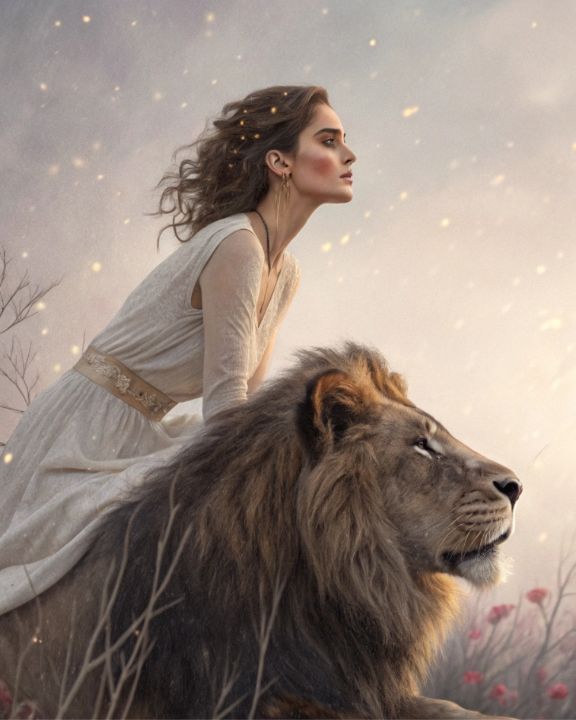 beautiful woman with lion - best designs - Drawings & Illustration ...