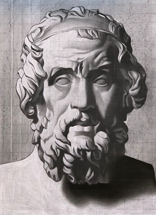 Homer Statue Charcoal Drawing - Art By Janiah - Drawings & Illustration ...
