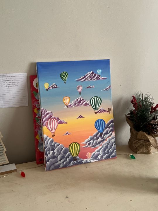 Air balloon at sky - Kerley Littig - Paintings & Prints, Landscapes & Nature, Other Landscapes ...