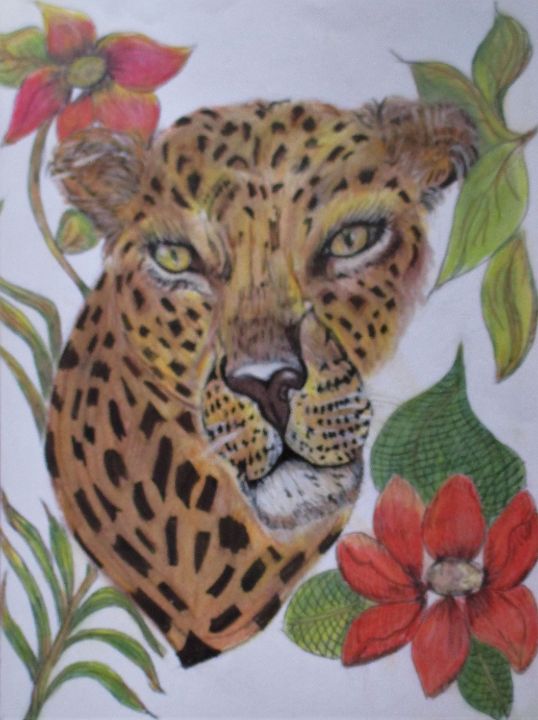FLORAL LEOPARD - joy - Paintings & Prints, Animals, Birds, & Fish, Wild ...
