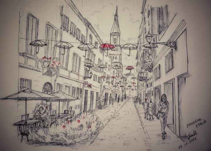 Modena - Yasith's art - Drawings & Illustration, Buildings & Architecture, City, Other City - ArtPal