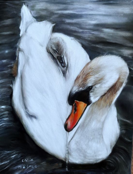 A swan and a cygnet - PAWsitive art by Katia Holmes - Paintings ...