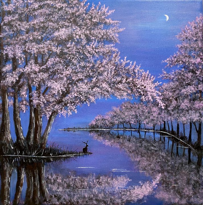 Spring Night - Helen's Art Studio - Paintings & Prints, Landscapes ...