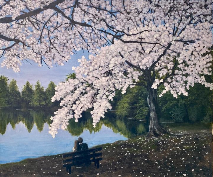 Under Cherry Trees - Helen's Art Studio - Paintings & Prints ...