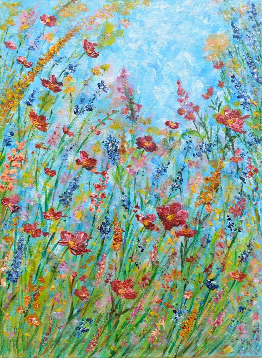 Abstract Wild Flowers - Purna - Paintings & Prints, Abstract, Color ...