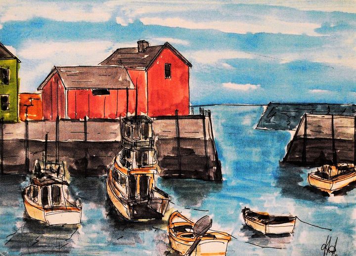 The Harbor - Greg's Watercolor Paintings - Paintings & Prints ...