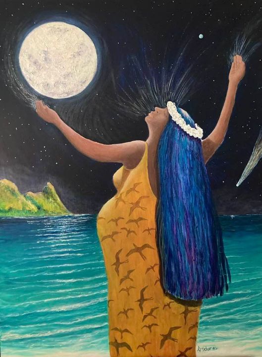 Iwa Dances Forth with Goddess Hiiaka - Aina Kauai Arts/ Schar Freeman ...