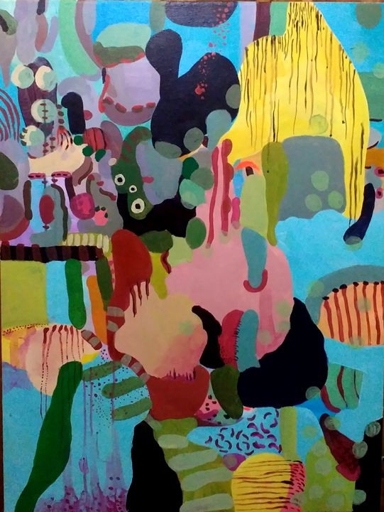 Happy Blue (composition 1) - Ram Studio - Paintings & Prints, Abstract ...