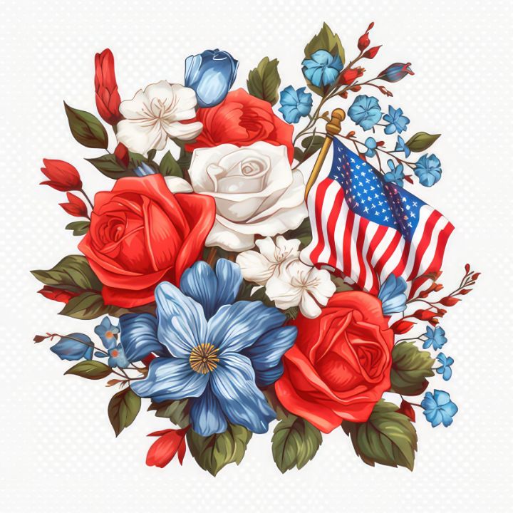 American flag and flower art - BIG MEDIA STOCK - Digital Art & AI ...
