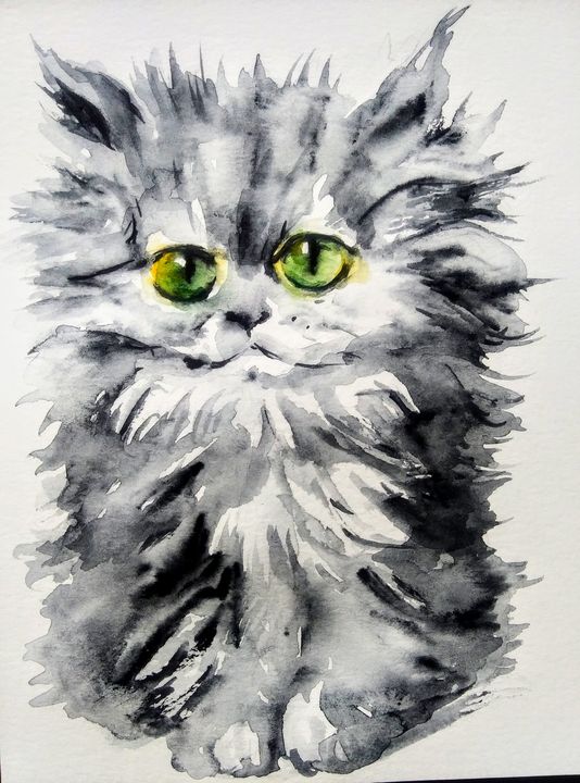 Gray kitten - Daniela - Paintings & Prints, Animals, Birds, & Fish ...