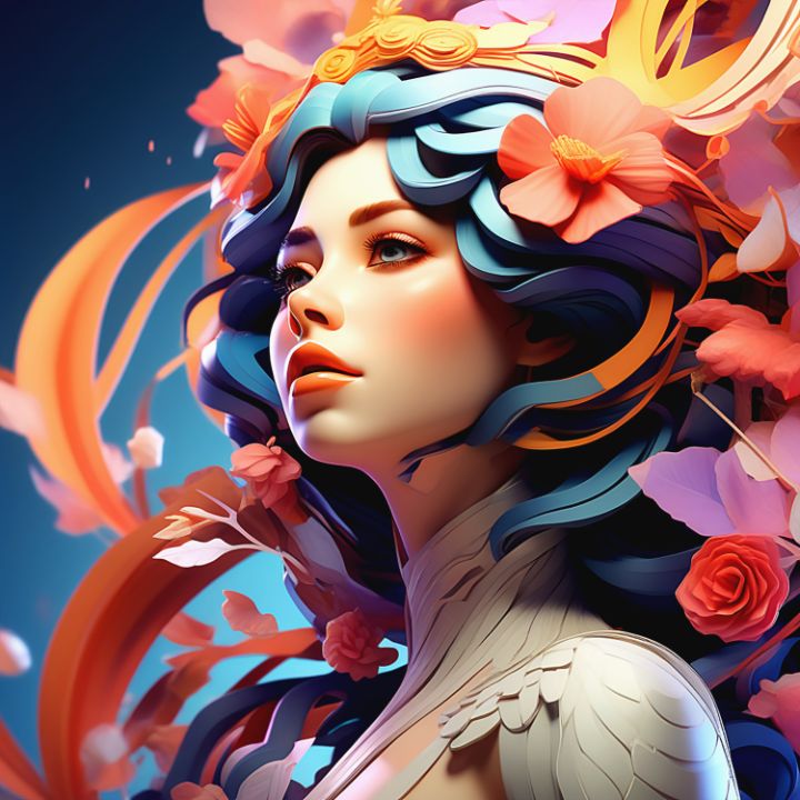 Art Nouveau Inspired Portrait - Thai Digital Art - Digital Art, People ...