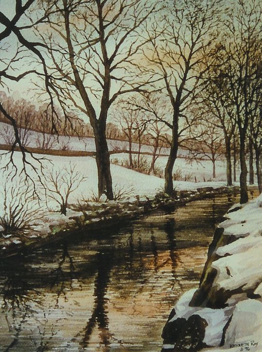 The River Holme at Holmfirth - Kenneth Roy Watercolours - Paintings ...